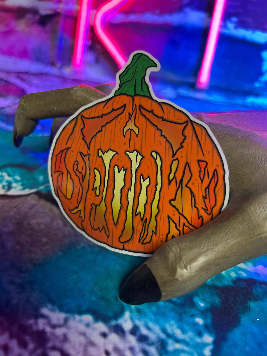 Spooky Pumpkin Vinyl Sticker – Love Pain and Stitches