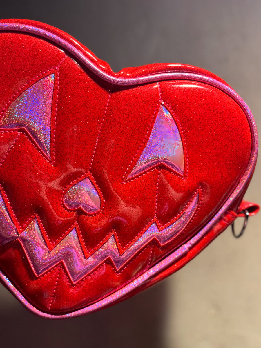 Pre order Handcrafted : Meanie Heart / Red Glitter and Iridescent Pink ...